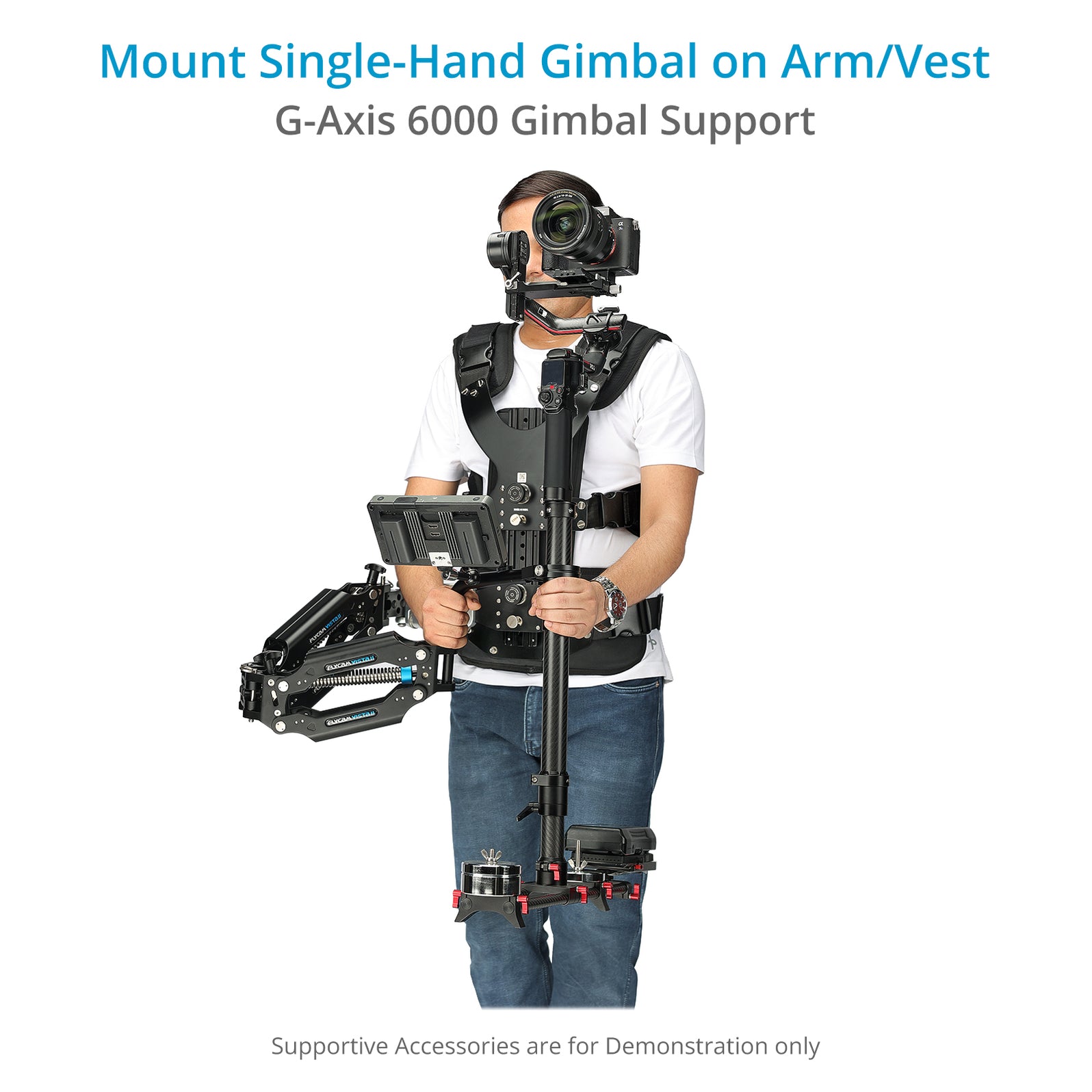 Flycam G-Axis 6000 Gimbal Support/Monopod Sled for Vest/Arm Stabilizer ...