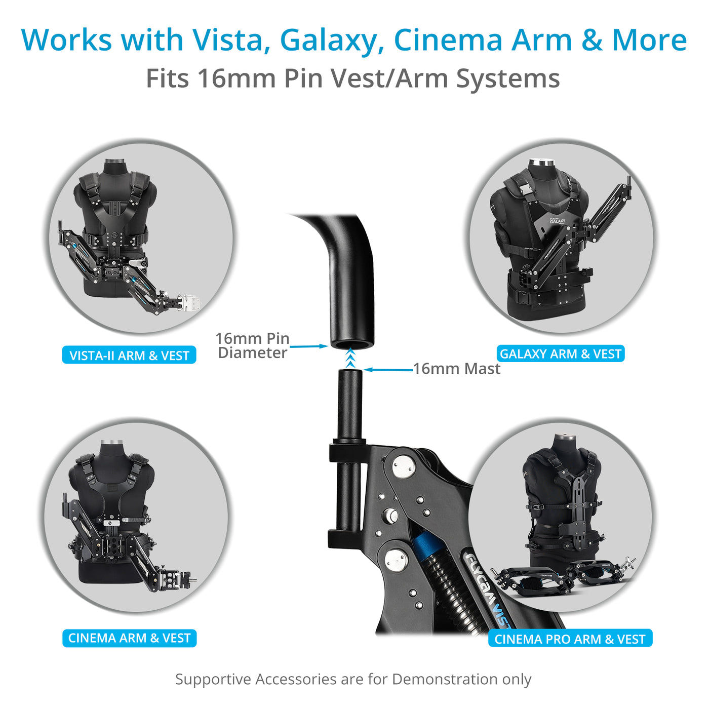 Flycam G-Axis 6000 Gimbal Support/Monopod Sled for Vest/Arm Stabilizer ...