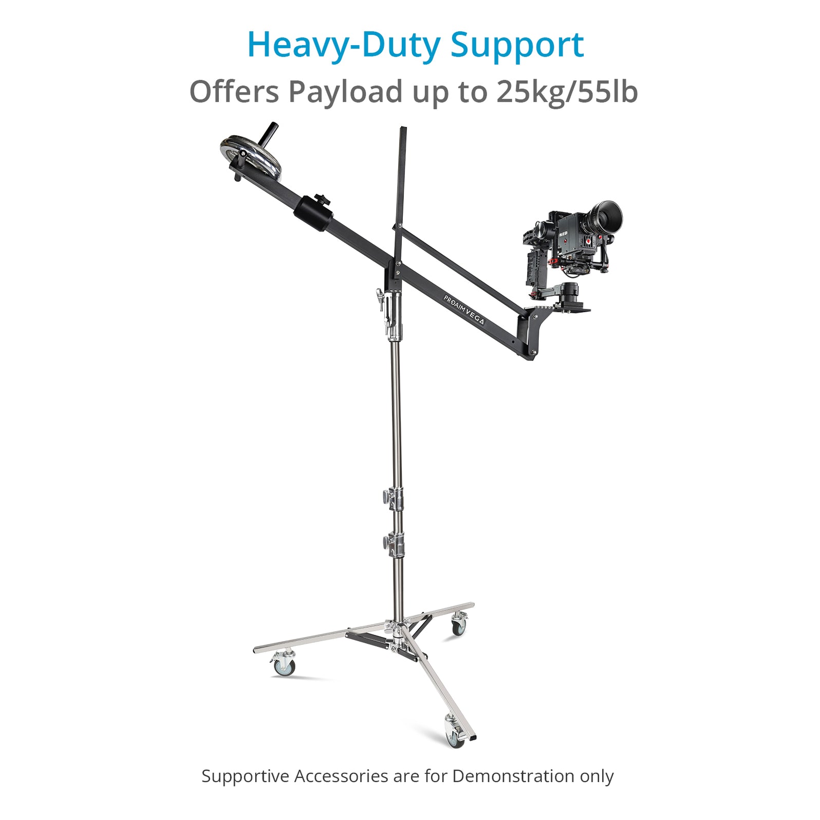 Proaim 6.2’ Low Ninja Double Riser Rolling Stand for Lighting Fixtures