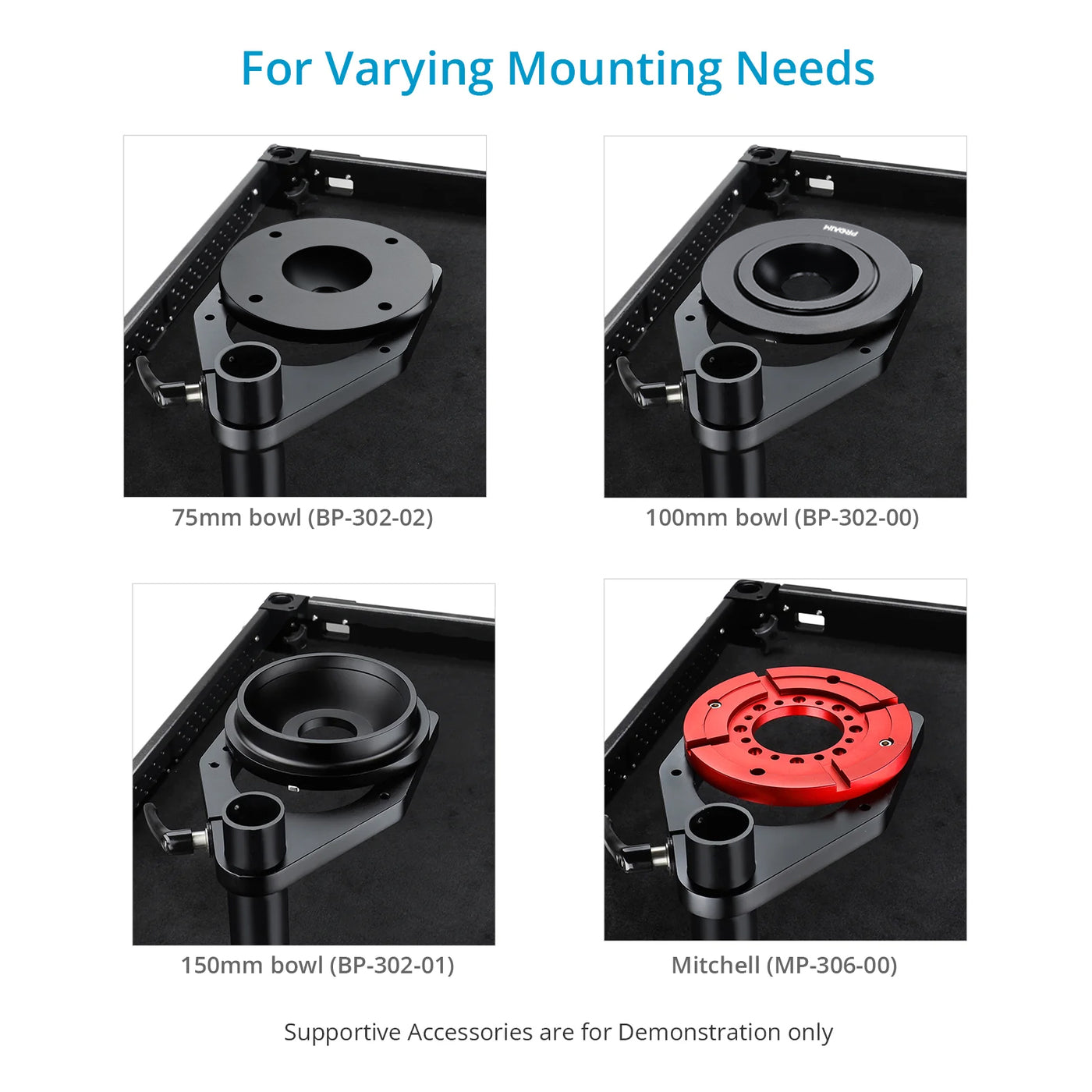 Mitchell Base to Bowl Camera Adapter | 75mm. 100mm. | Proaim